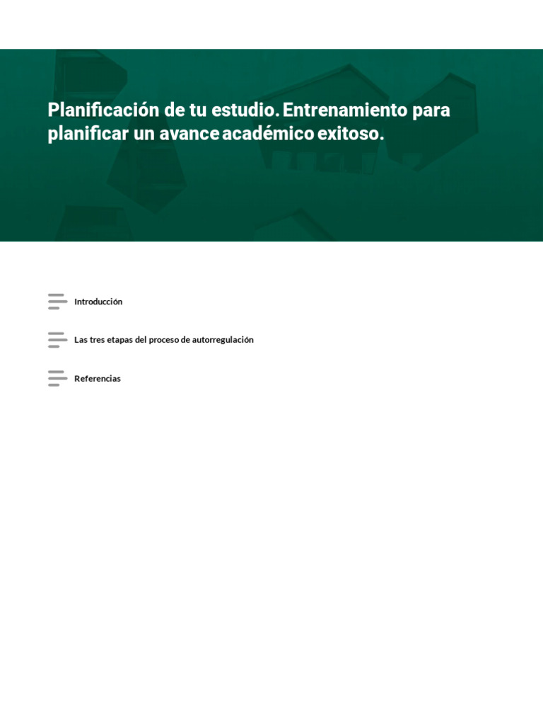 Planificacion de Tu Estudio Entrenamiento para Planificar Un Avance ...