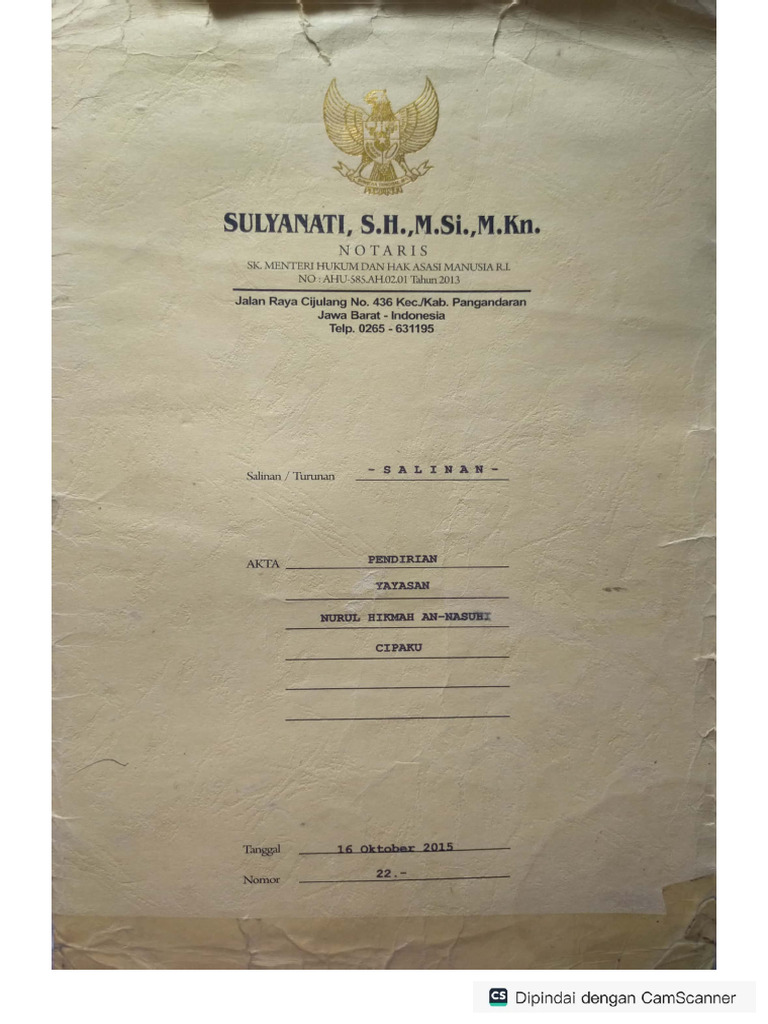 Cover Akta Notaris | PDF