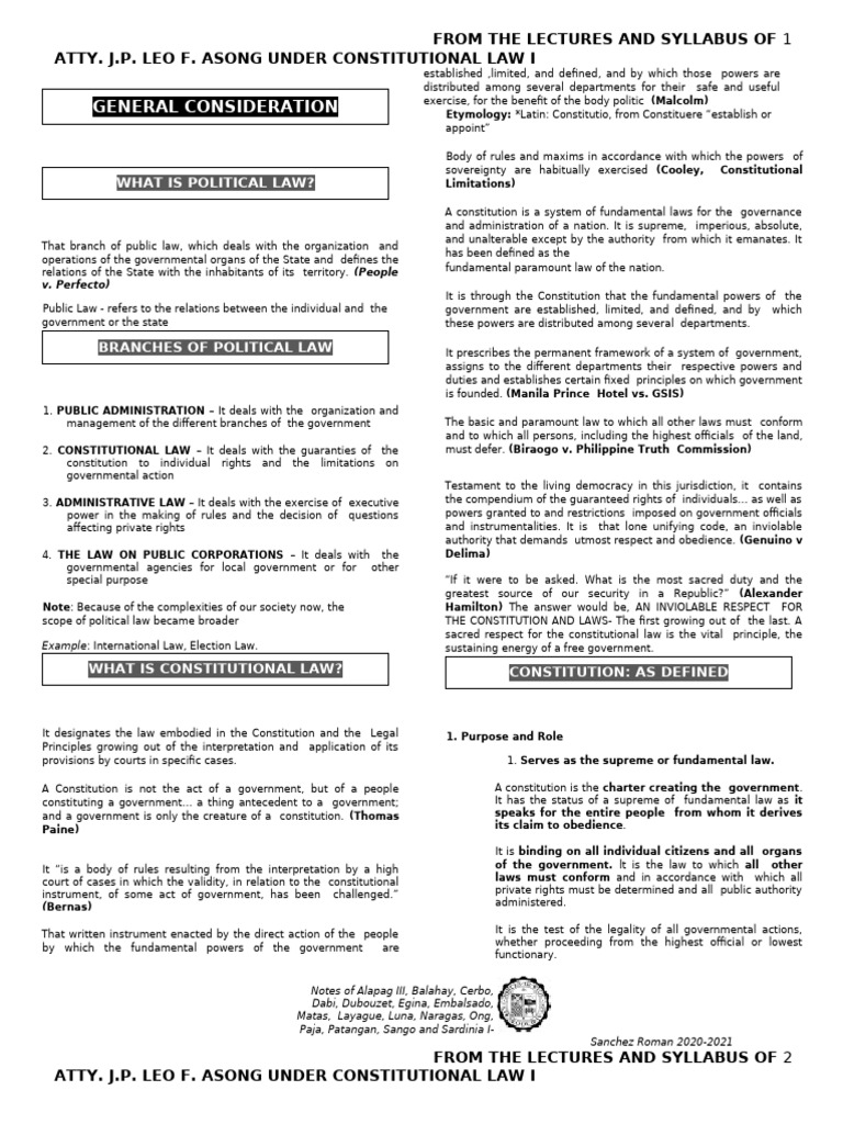 Consti 1 Atty. Asong 1E | PDF