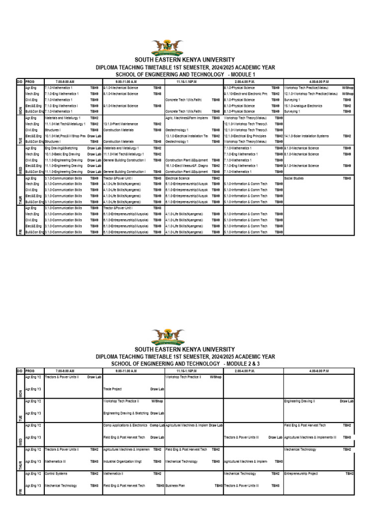 Dip Eng-1st Semester 2024-2025 Final Teaching Timetable | PDF