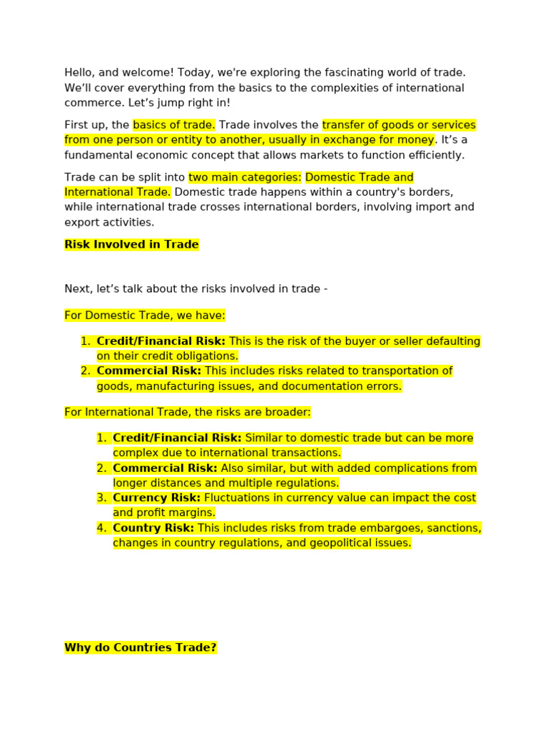 Basics of Trade | PDF