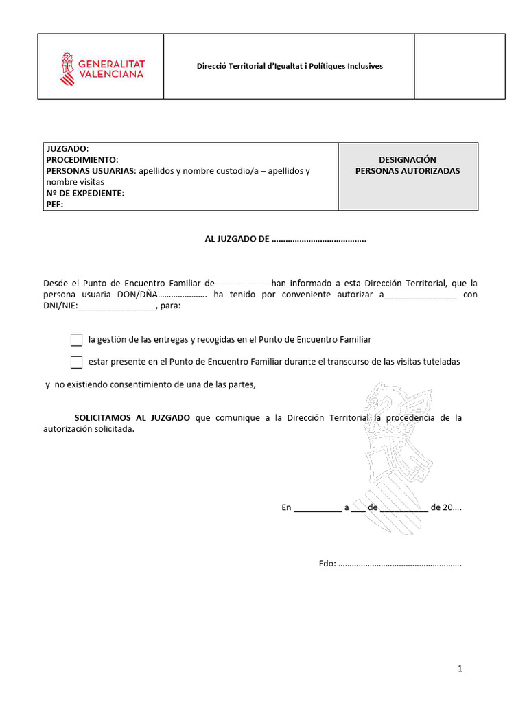 Solicitud o Designación de Personas Autorizadas | PDF