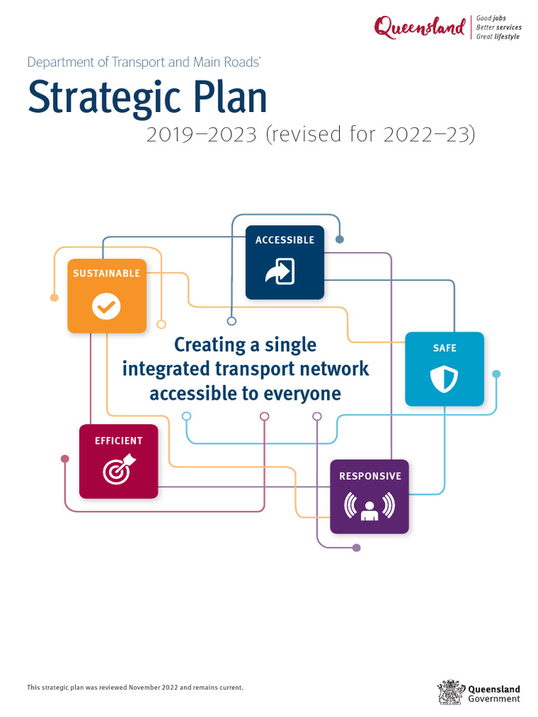 Transport and Main Roads Strategic Plan 2019 23 Revised 2022 2023 | PDF