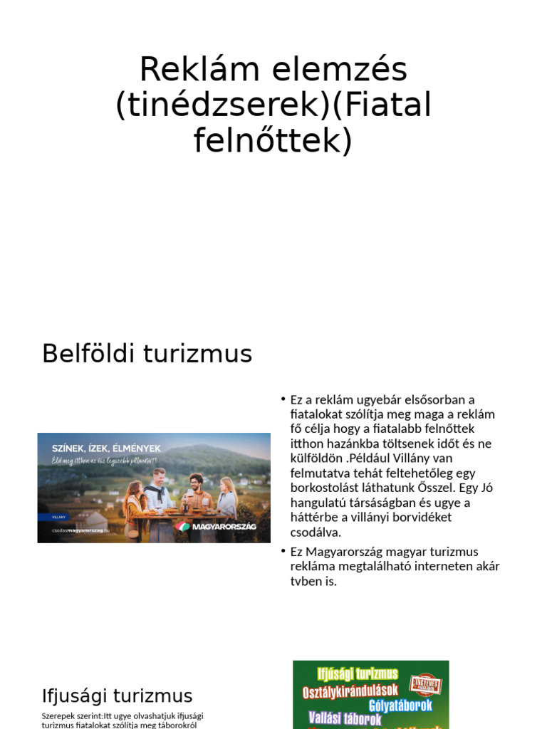 Reklám Elemzés (Tinédzserek) (Fiatal Felnőttek) | PDF