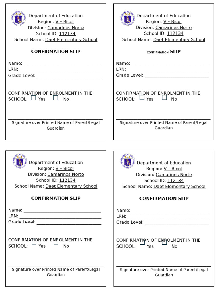 Confirmation Slip | PDF