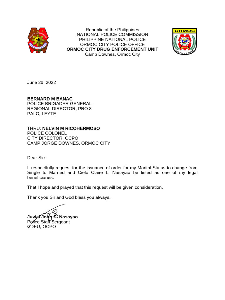 LETTER REQUEST For Change Status | PDF
