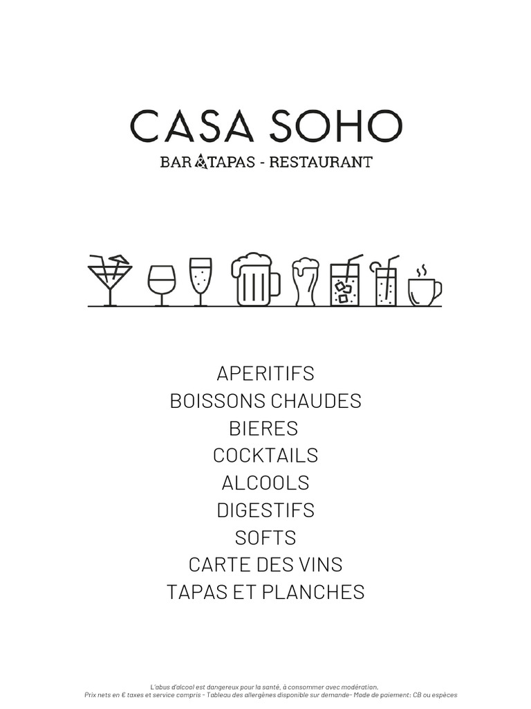 CASA SOHO Boissons | PDF