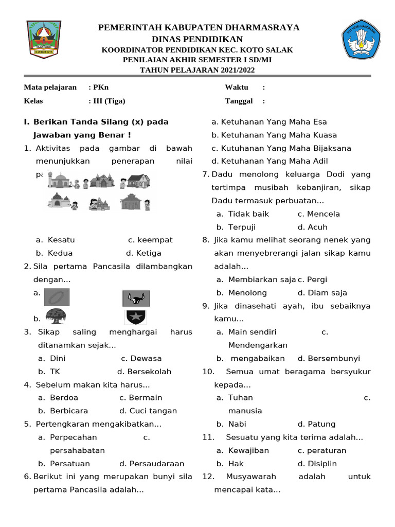 Soal Ujian PKN Kelas 3 | PDF Soal Ujian PKN Kelas 3 | PDF