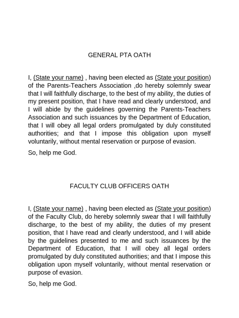 General Pta Oath | PDF | Career & Growth | Lifestyle