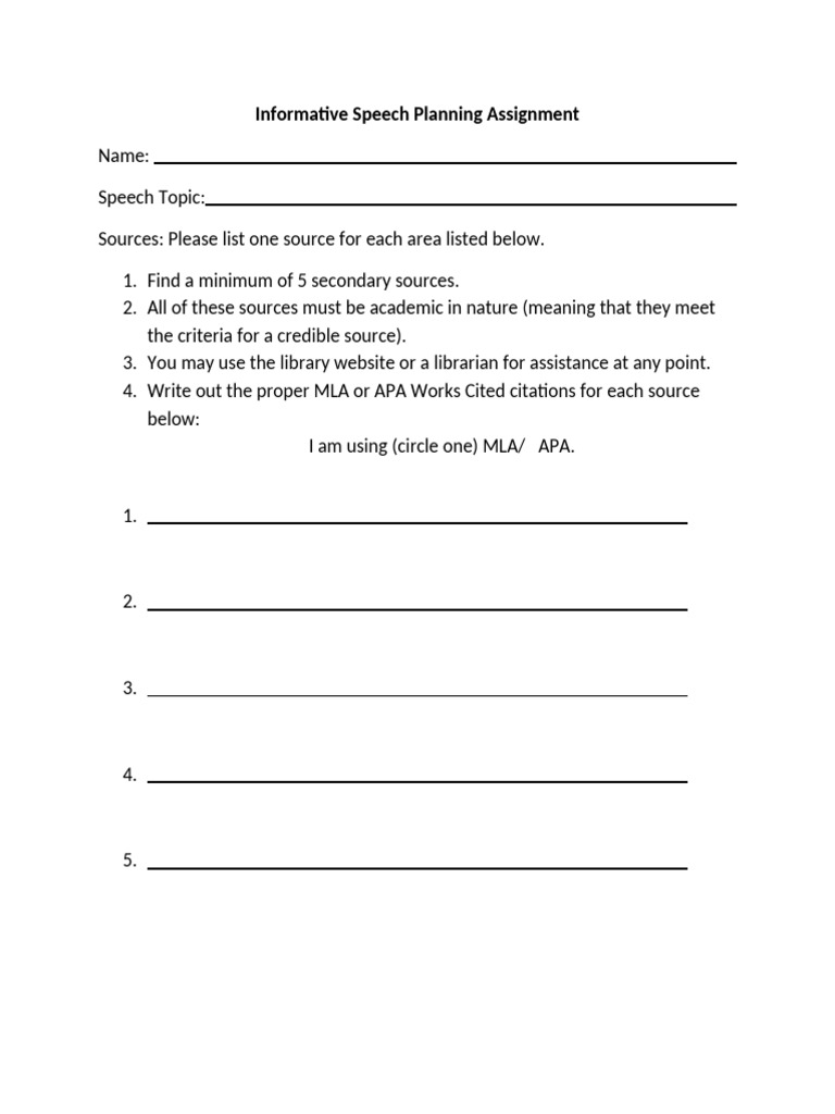 Informative Speech Citations Assignment | PDF
