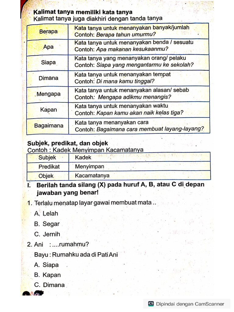 Soal Bind Kelas 1 Bab 2 | PDF