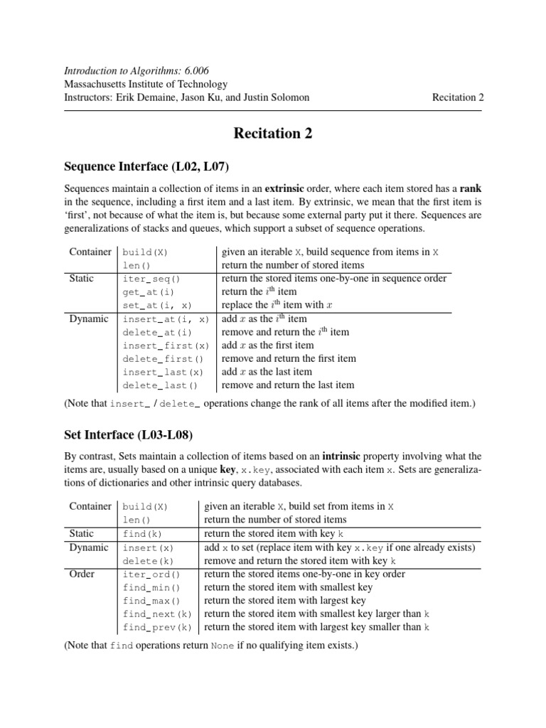 Introduction To Algorithms, Recitation 2 | PDF | Computer Programming | Computing