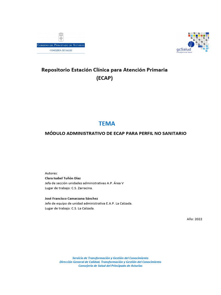 Módulo Administrativo ECAP Personal No Sanitario 2022 | PDF