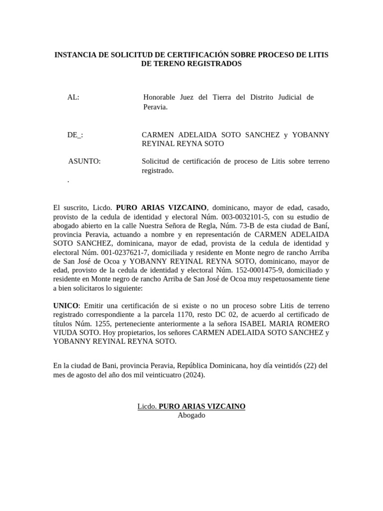 Solicitud de Certificación de Litis | PDF | Política