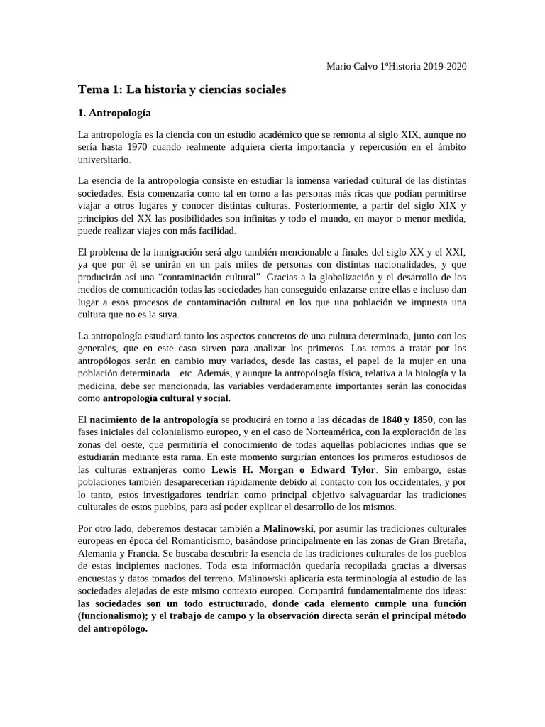Tema 1 La Historia y Las CCSS | PDF