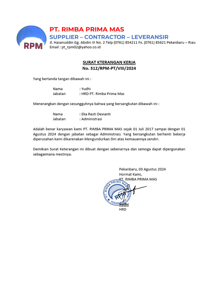 PAKLARING PT. Rimba Prima Mas | PDF