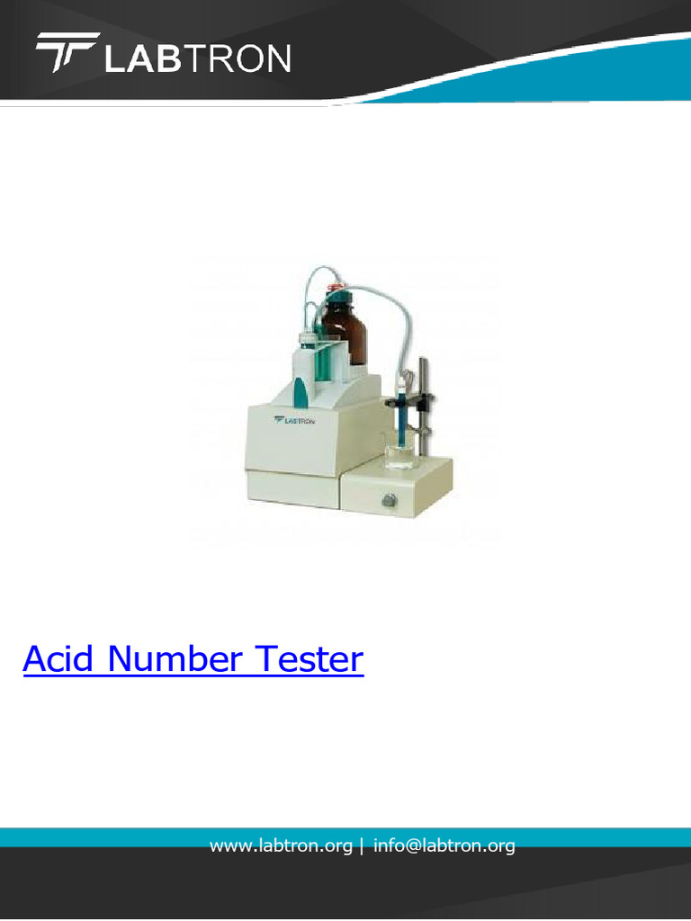 Acid Number Tester 10 ML | PDF | Titration | Science & Mathematics