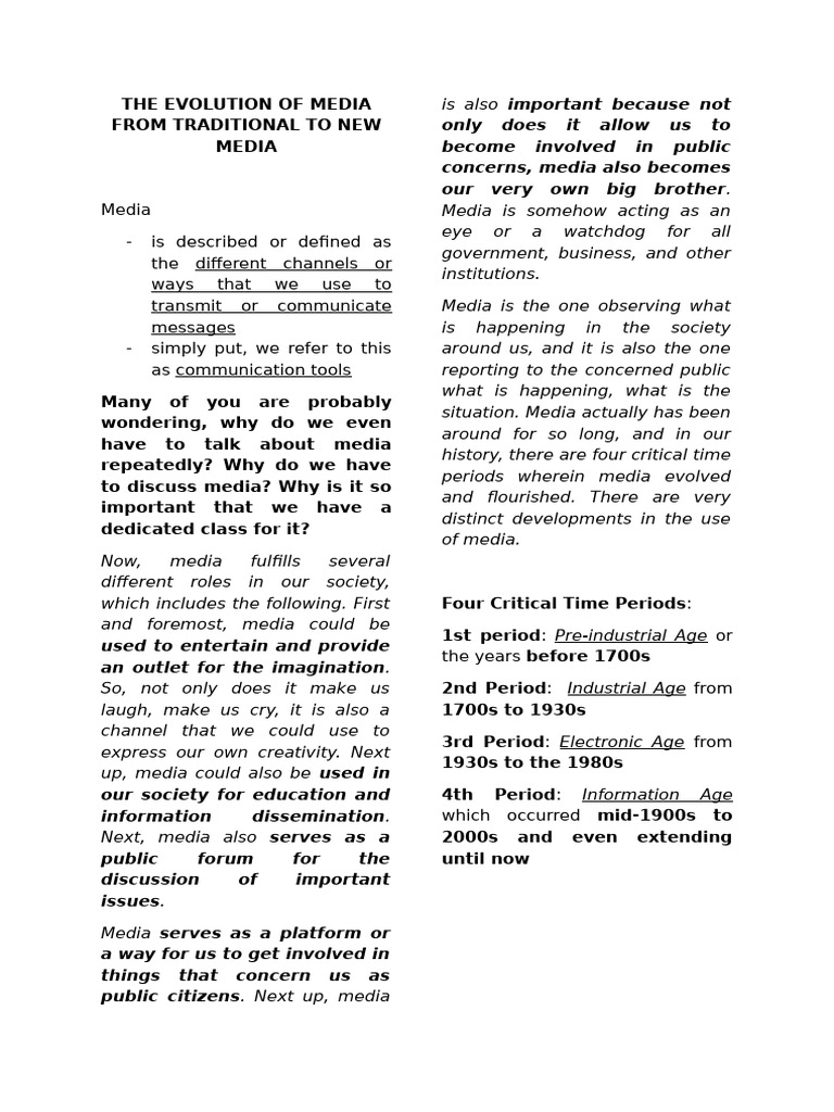 The Evolution of Media From Traditional To New Media | PDF