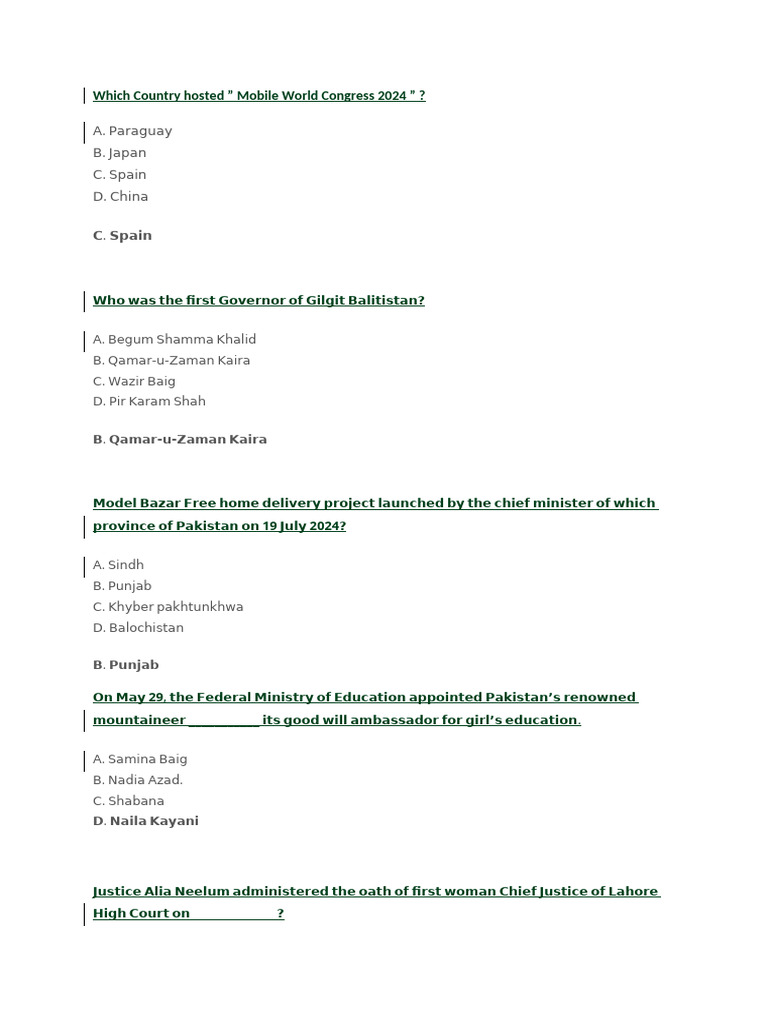 Pak Mcqs Mcqplanet Affairs | PDF