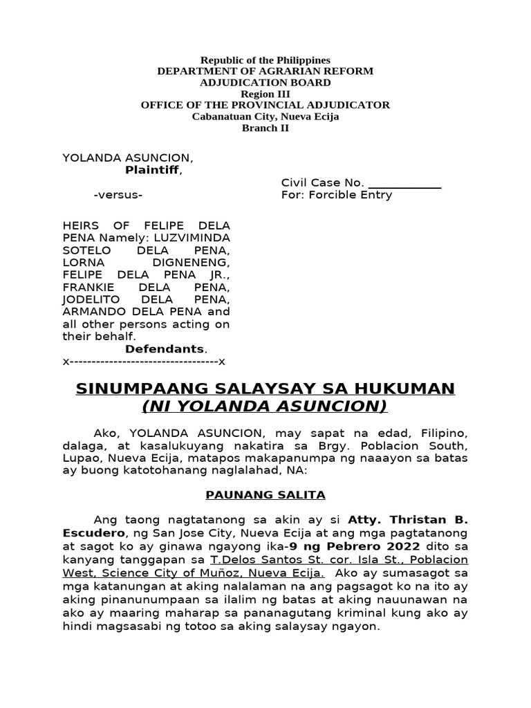 JA Yolanda Asuncion Ejectment | PDF