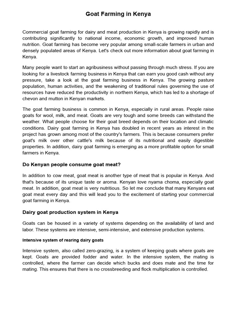 Goat Farming in Kenya | PDF