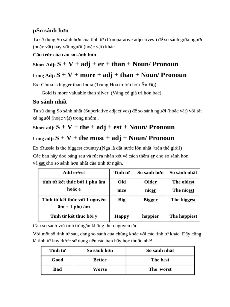 Bai Tap So Sanh Hon Va Hon Nhat | PDF