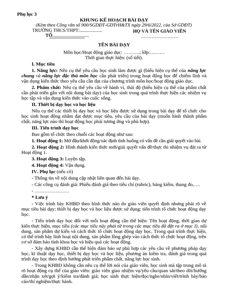 Pl3_khung Ke Hoach Bai Day | PDF
