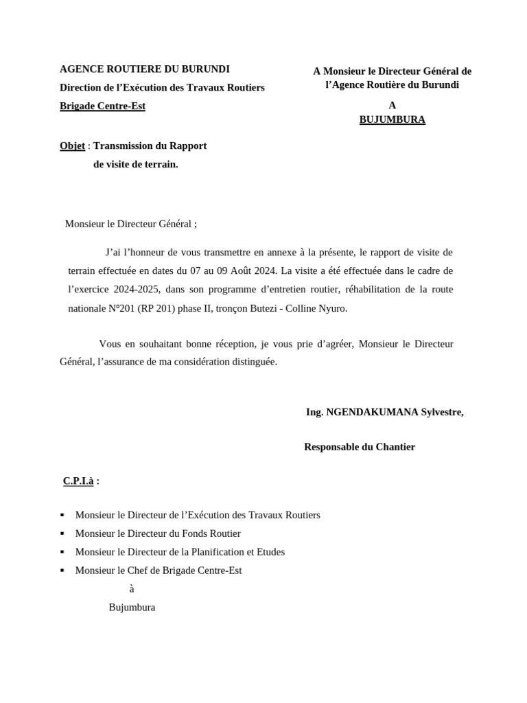 Lettre de Transmission | PDF Lettre de Transmission | PDF