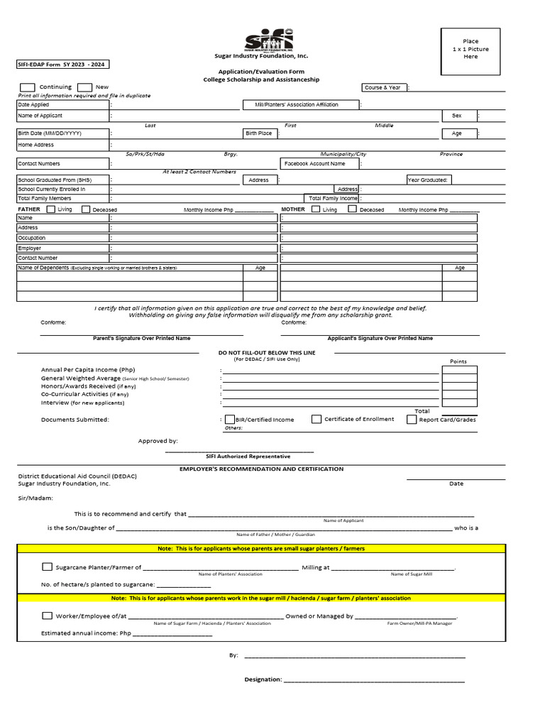 EDAP APPLICATION FORM 2024-2025 | PDF