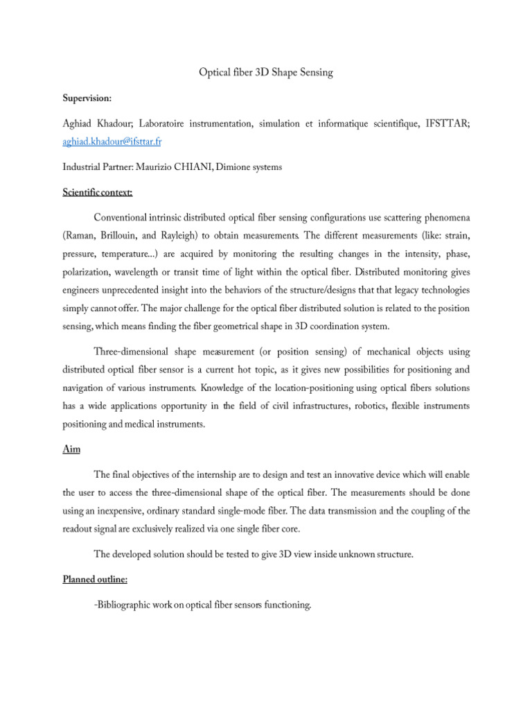 Stage Optical Fiber 3D Shape Sensing | PDF