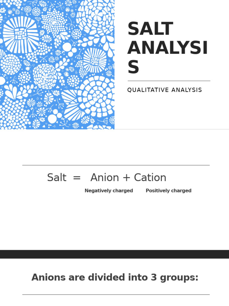 Salt Analysis | PDF