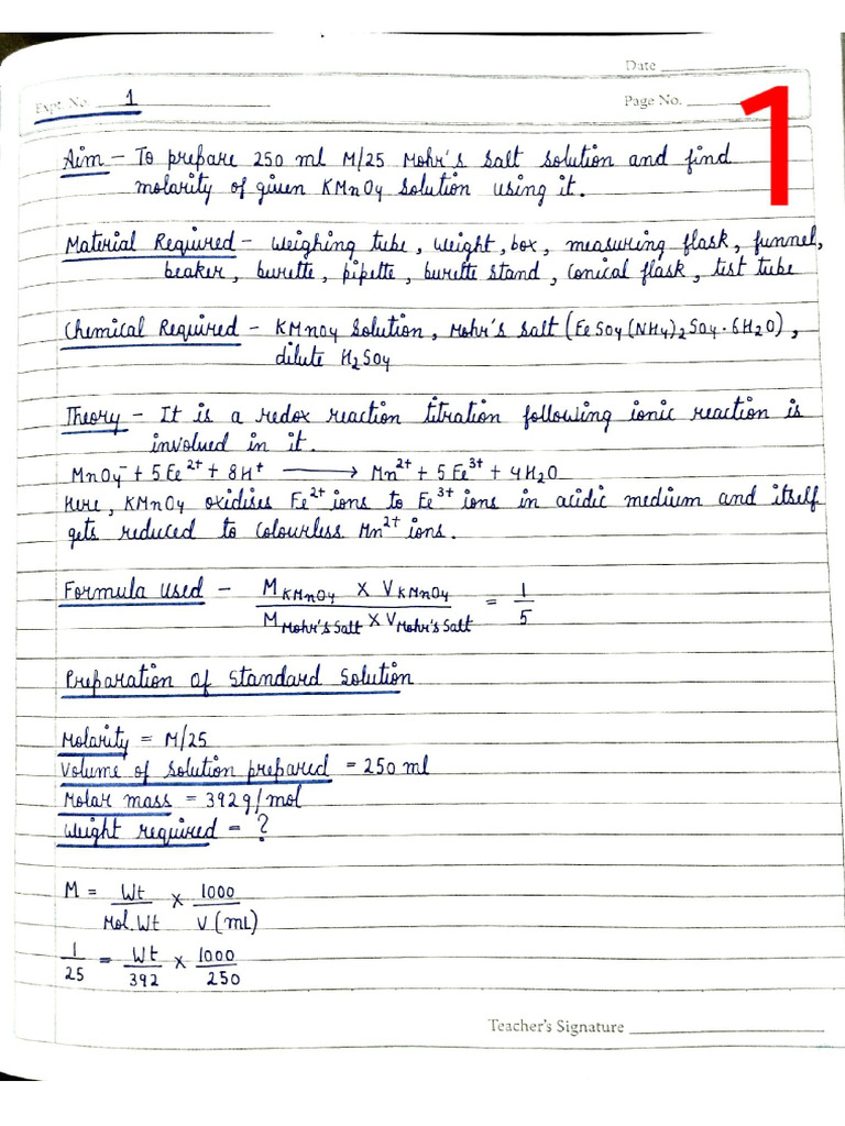 Chemistry Practical Class-XII | PDF
