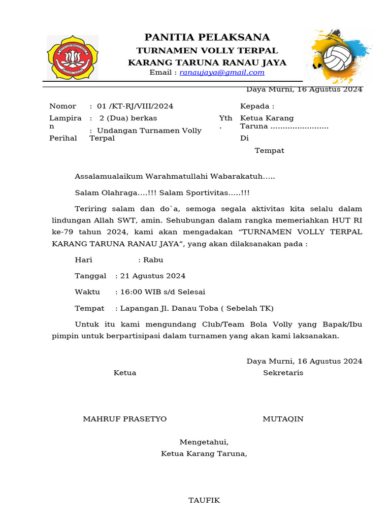 Undangan Volly Terpal | PDF