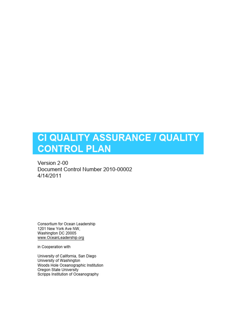 2010-00002 QA QC Plan CI | PDF