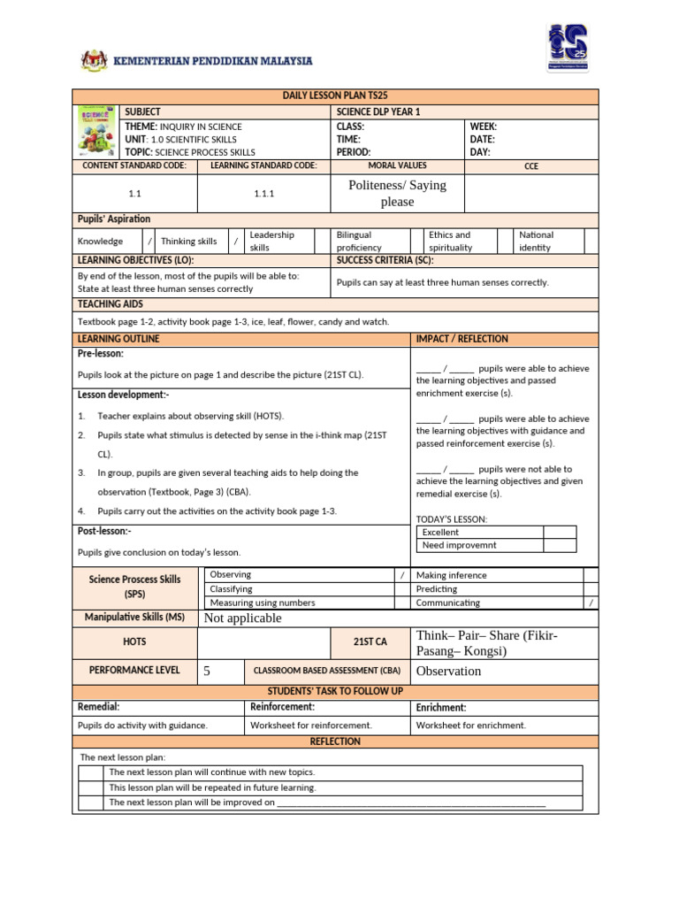 SC DLP Y1 TS25 (Unit 1) (Week 6-9) | PDF