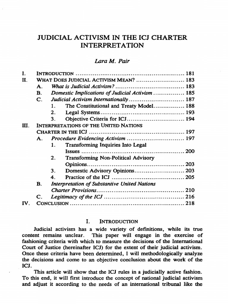 Judicial Activism in The ICJ Charter Interpretation | PDF