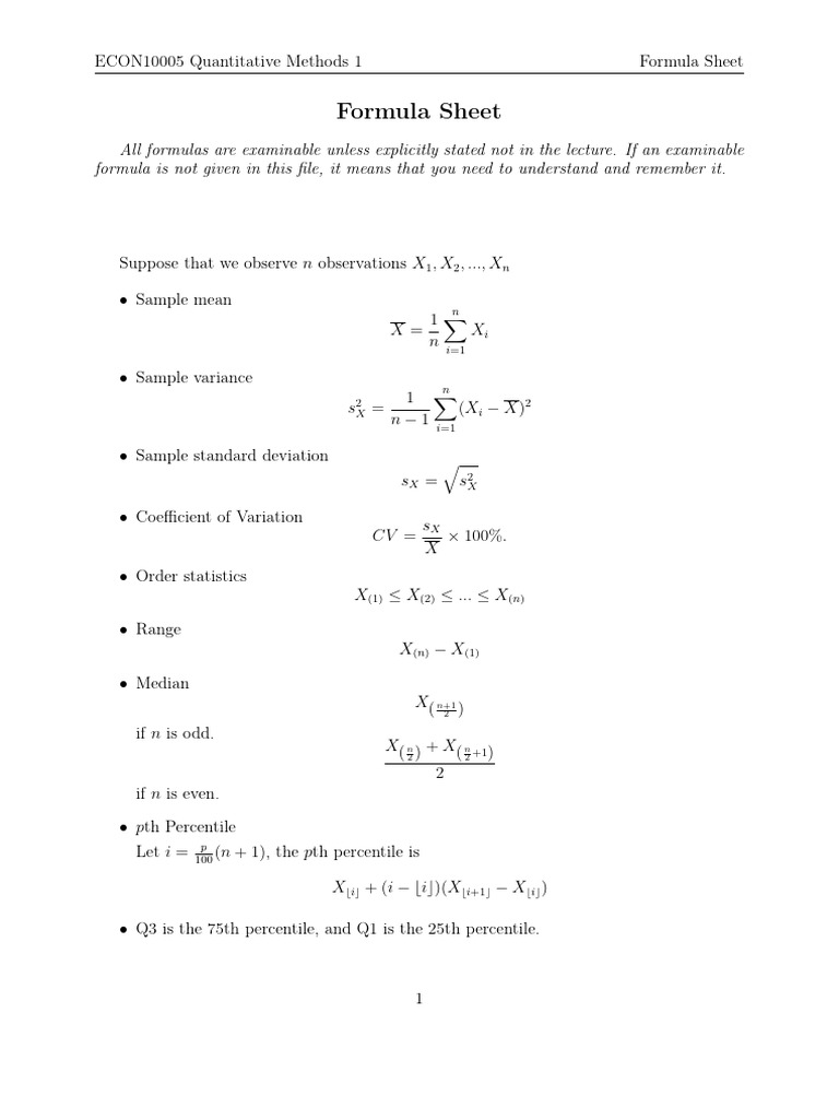 ECON10005 formula_sheet | PDF