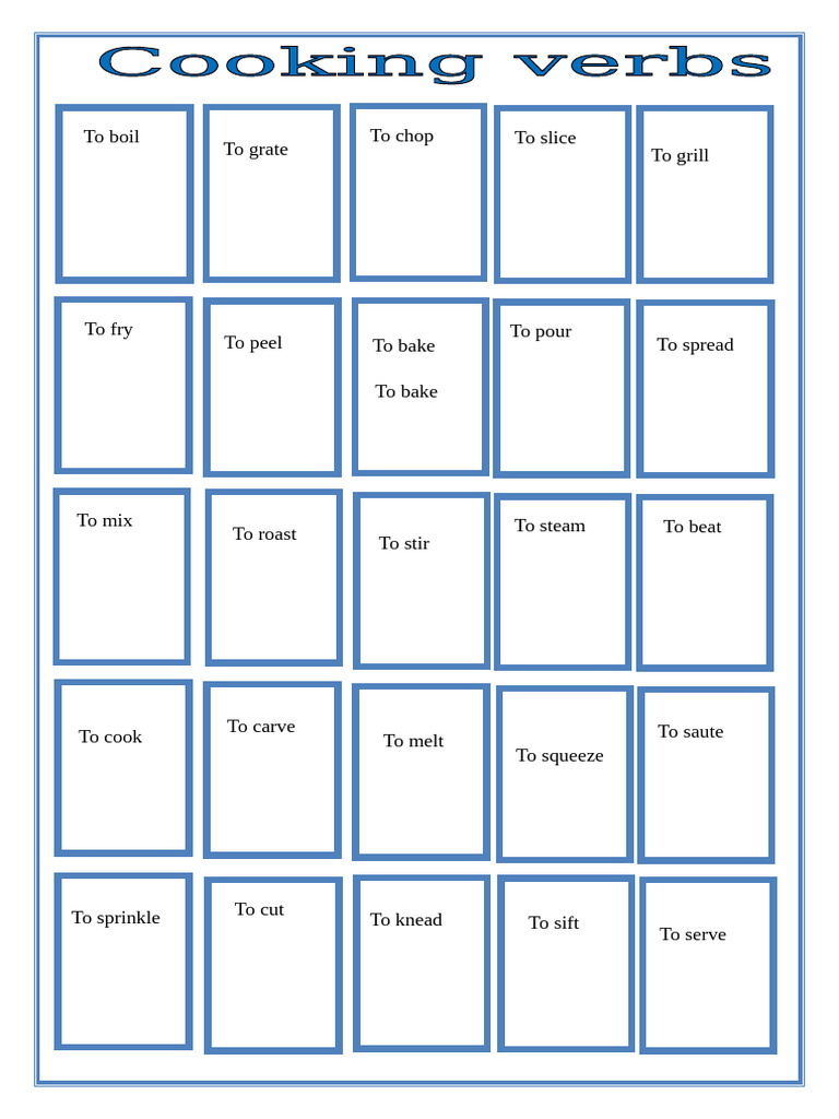 Cooking Verbs Pictionary Picture Dictionaries 28789 | PDF
