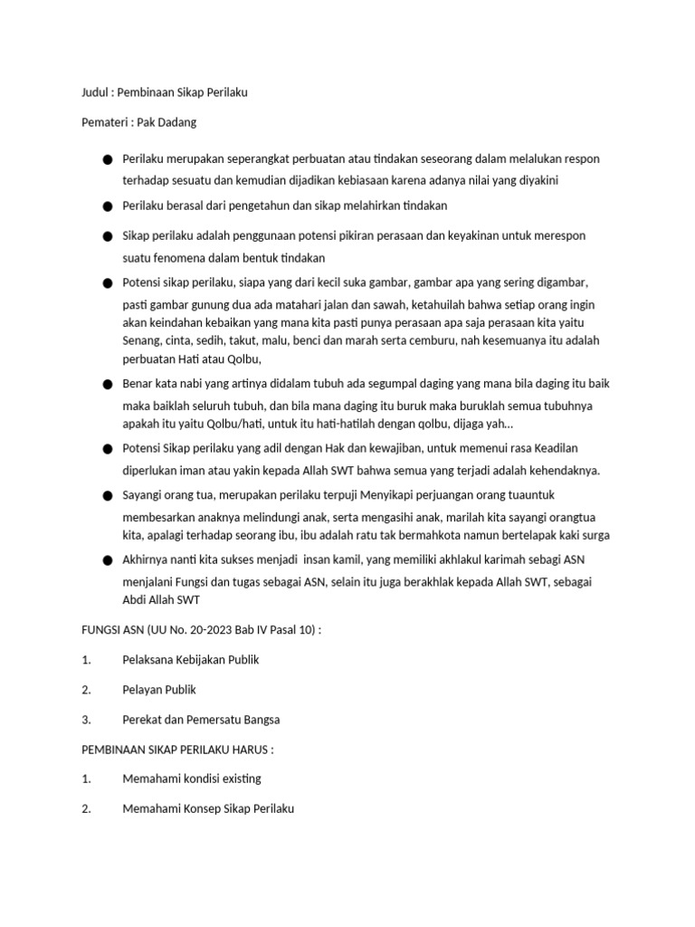 Sikap Perilaku Pak Dadang | PDF