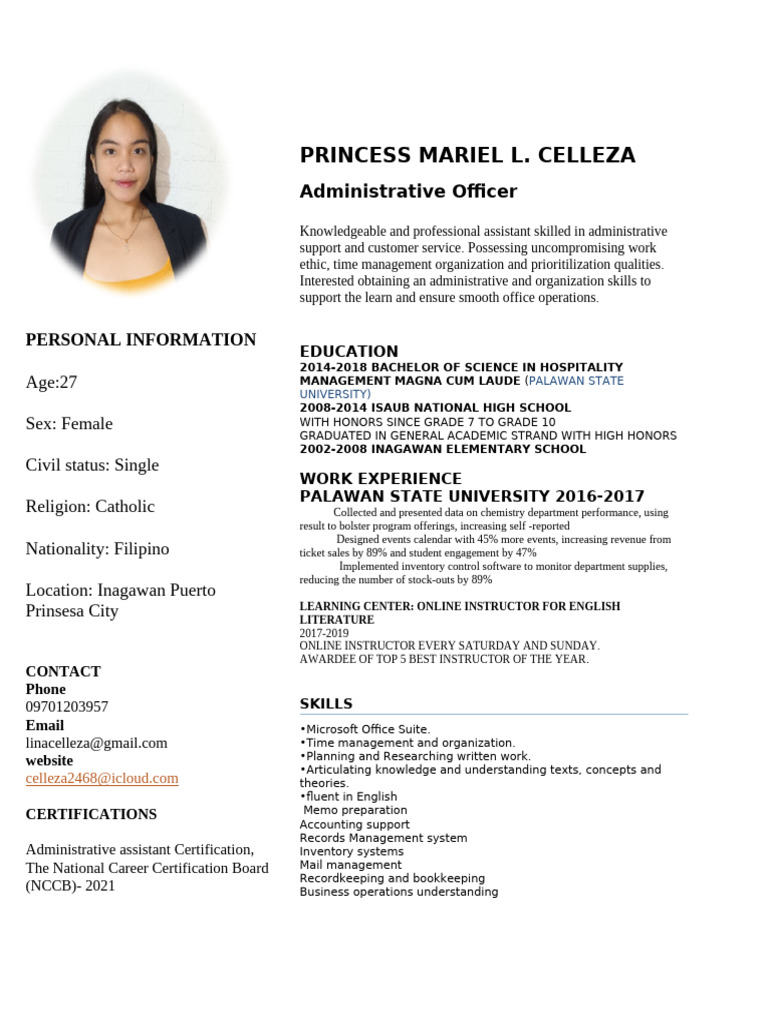 P.celleza Resumee | PDF