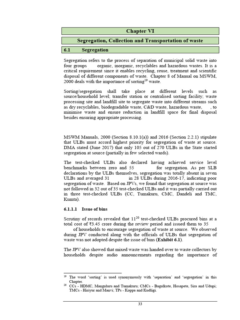 VI Segregation, Collection and Transportation of Waste | PDF