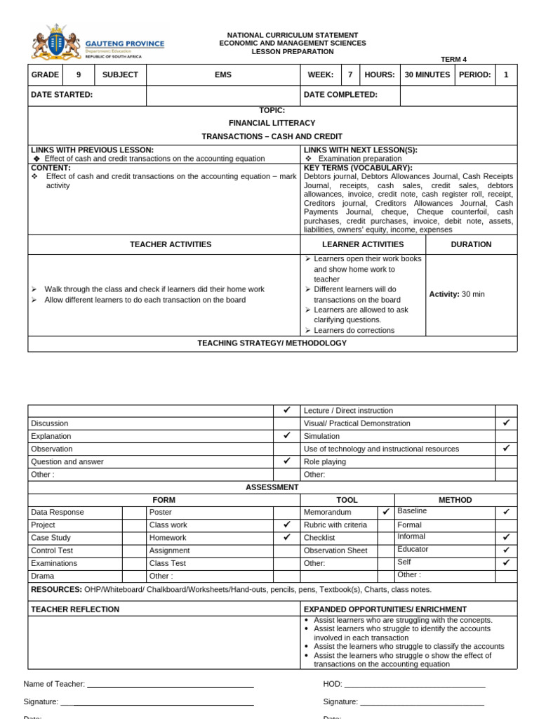Week 7 Lesson Plan 2 | PDF