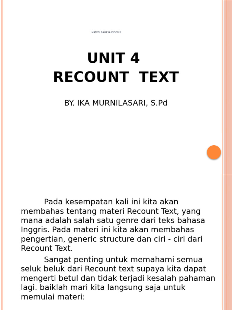 Unit 4 Recount Text | PDF