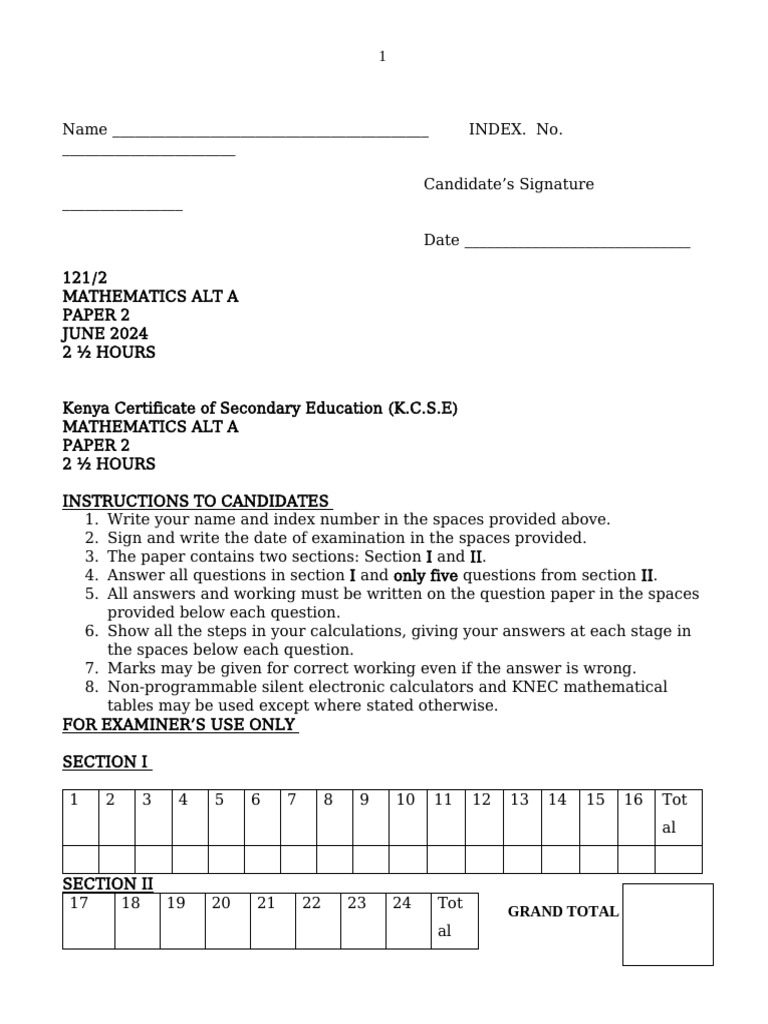 Pre-Mock - 2 Math 2024 | PDF