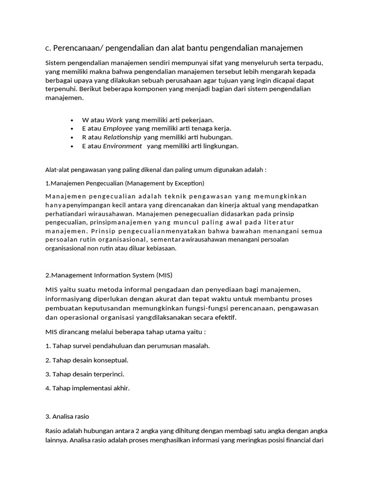 C. Perencanaan Pengendalian Dan Alat Bantu Pengendalian Manajemen | PDF