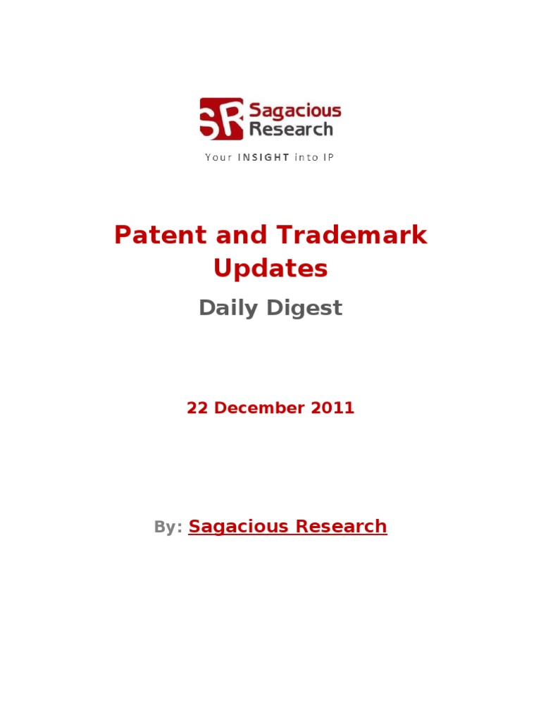 Sagacious Research - Patent & Trademark Updates - 22-December 2011 ...