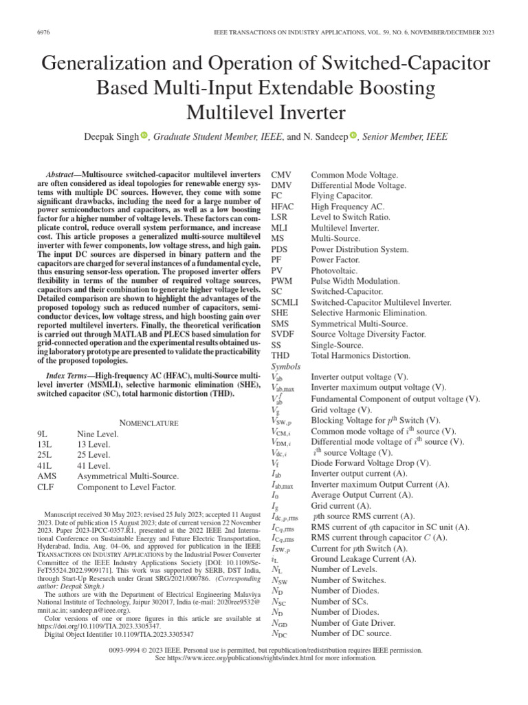 Generalization and Operation of Switched-Capacitor Based Multi-Input Extendable Boosting ...