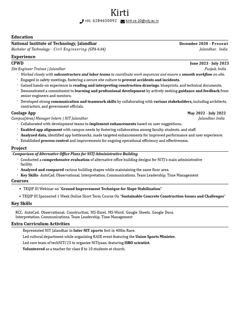 Kirti Resume | PDF