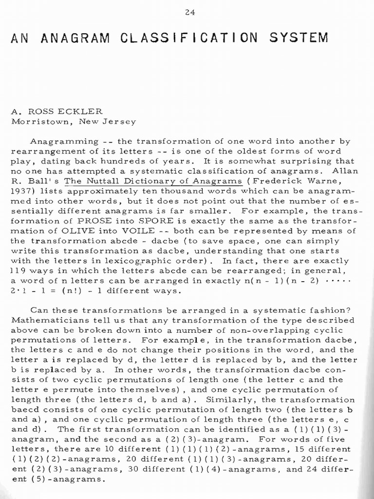 An Anagram Classification System | PDF