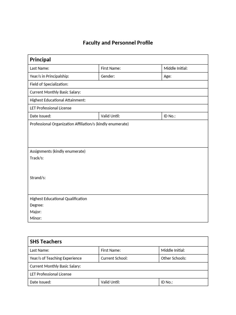Template Faculty and Personnel Profile | PDF